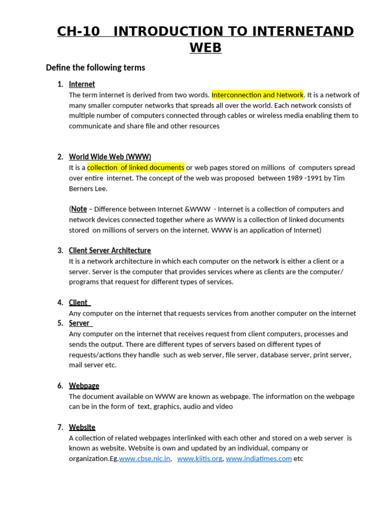 CH10 - Introduction To Internet and Web | PDF