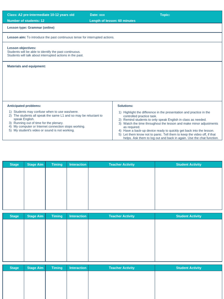 AssignmentA - Step2 - OnlineLessonPlan Template | PDF