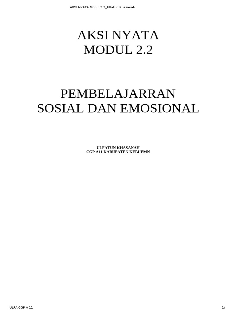 AKSI NYATA Modul 2.2 - Ulfatun Khasanah | PDF