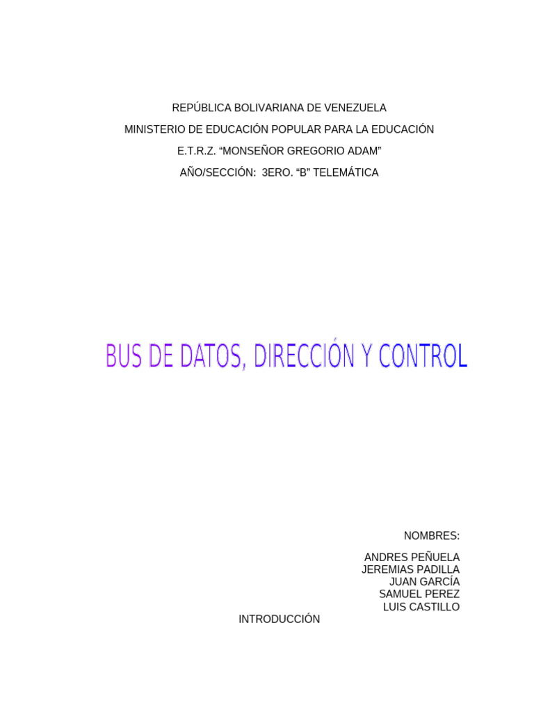 Buses de Datos, Dirección y Control | PDF | Hardware de la computadora ...