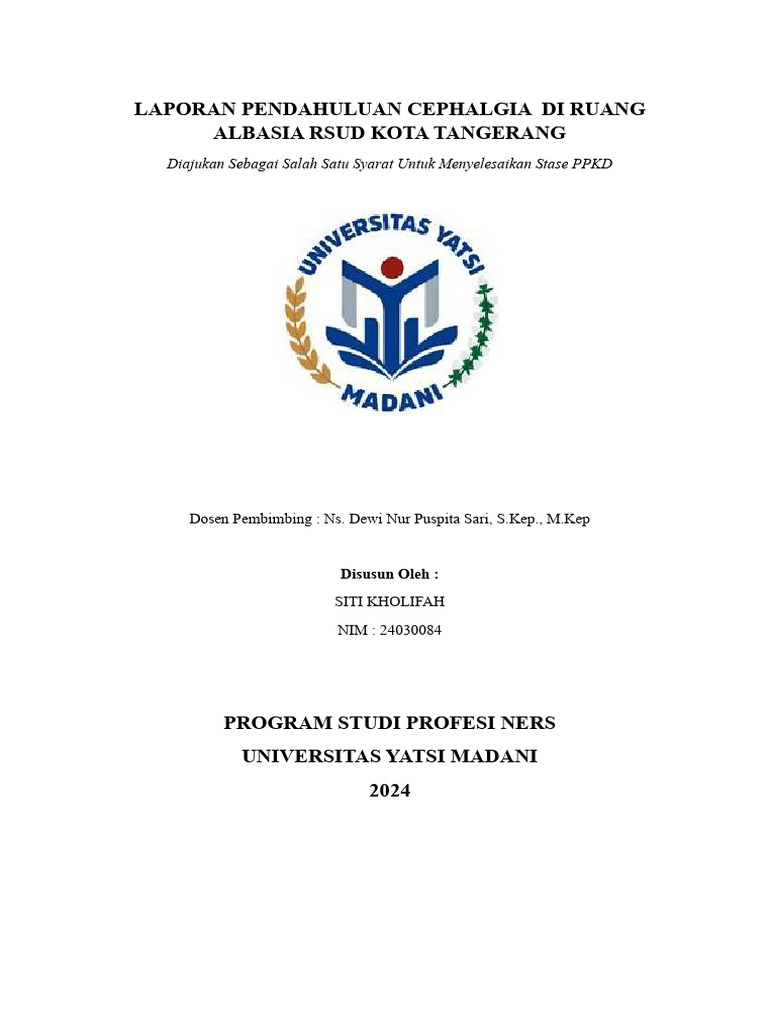 LP Cephalgia - Siti Kholifah - 24030084 | PDF