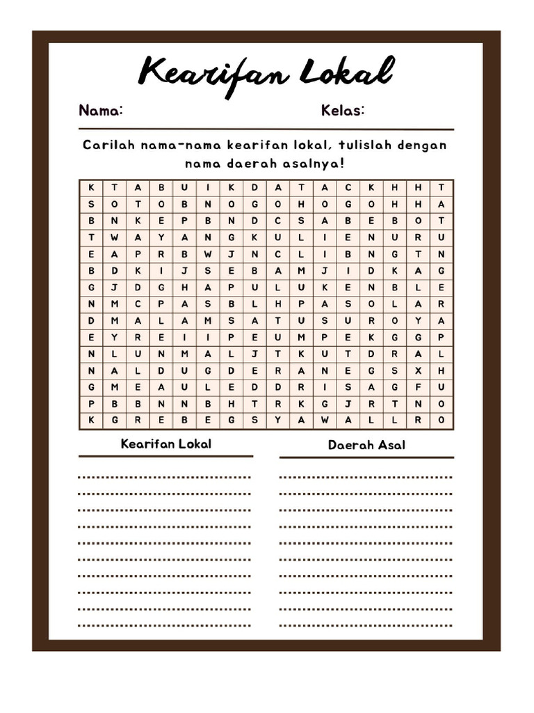 LKPD Puzzle Kearifan Lokal | PDF