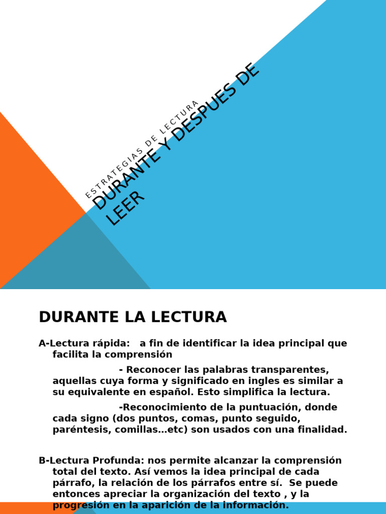 Unidad 1-Durante y Despues de Leer | PDF