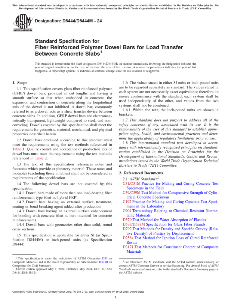 Fiber Reinforced Polymer Dowel Bars For Load Transfer Between Concrete ...
