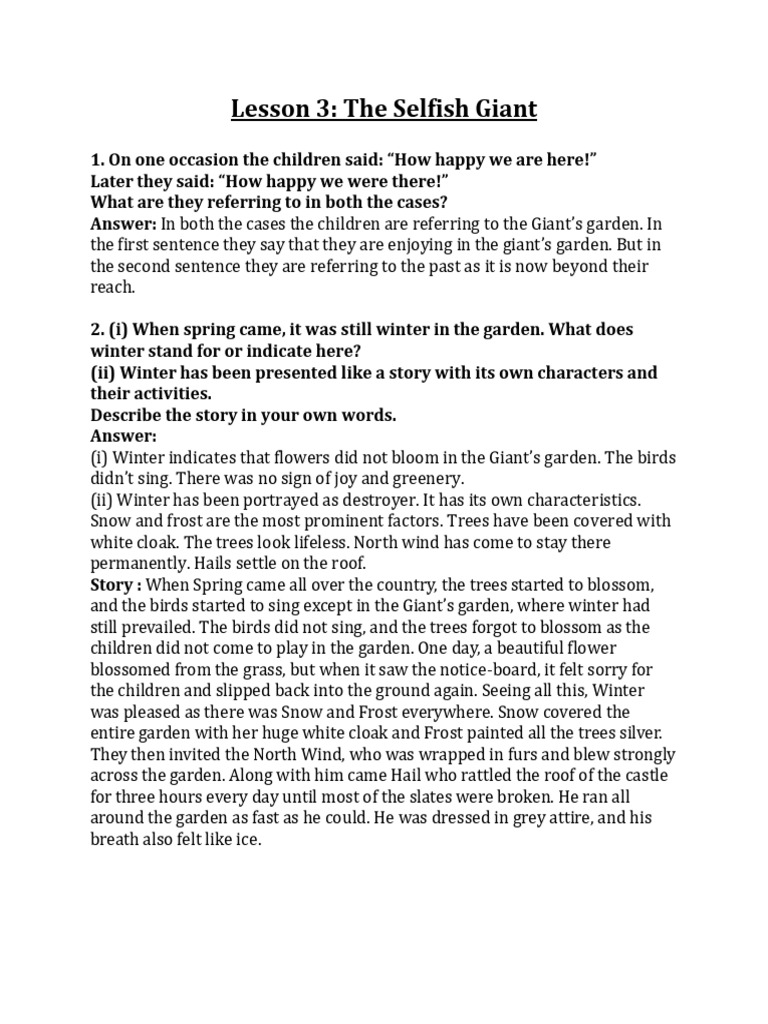 The Selfish Giant | PDF