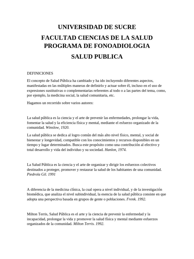 Concepto de Salud Publica | PDF | Salud pública