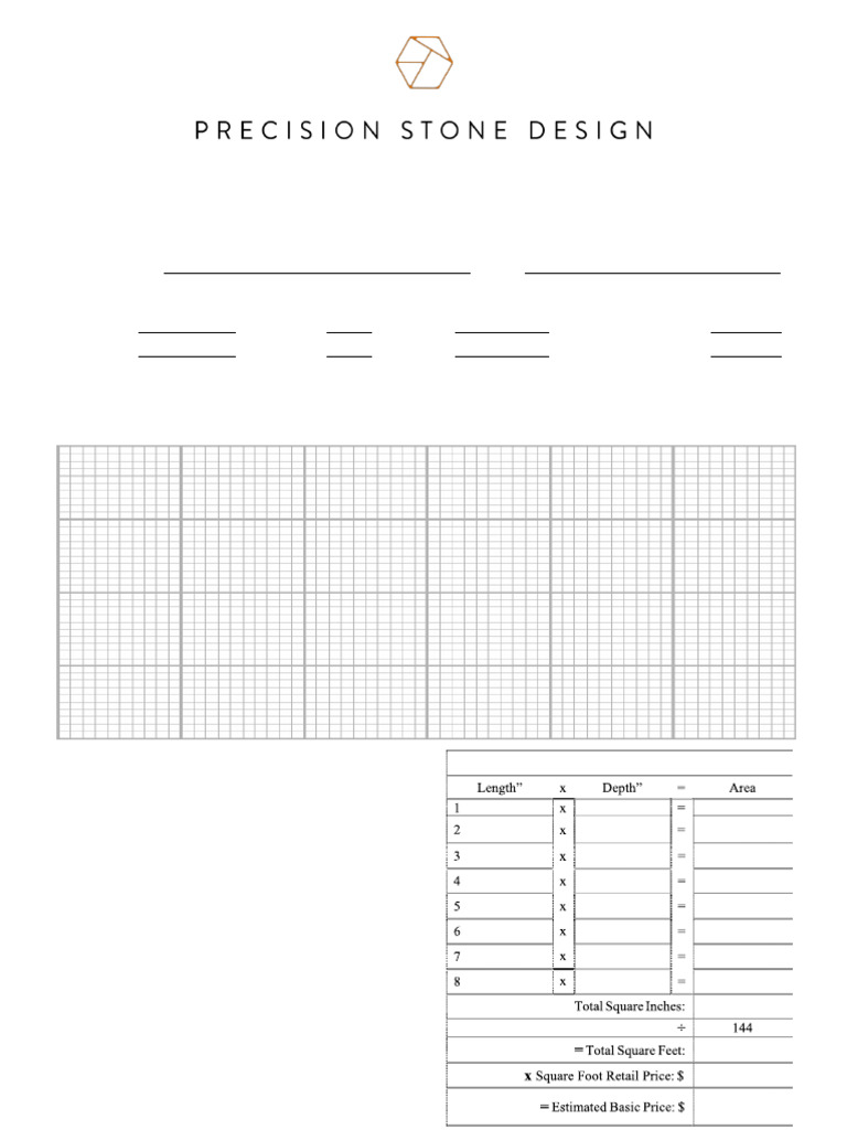 PSD Countertop Measure Estimation Template Blank | PDF