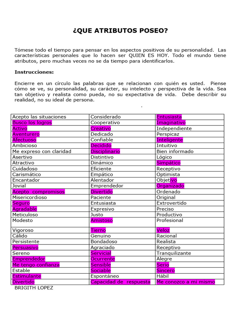 Descubre Tus Atributos Personales | PDF | Iniciativa empresarial ...
