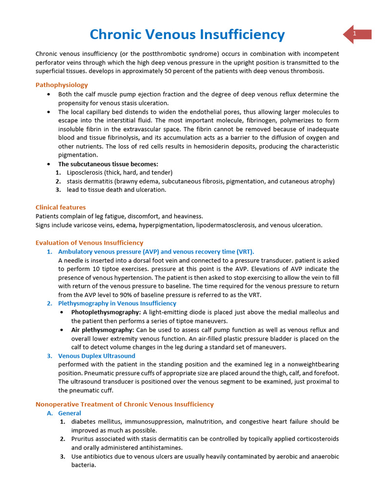 Chronic Venous Insufficiency | PDF