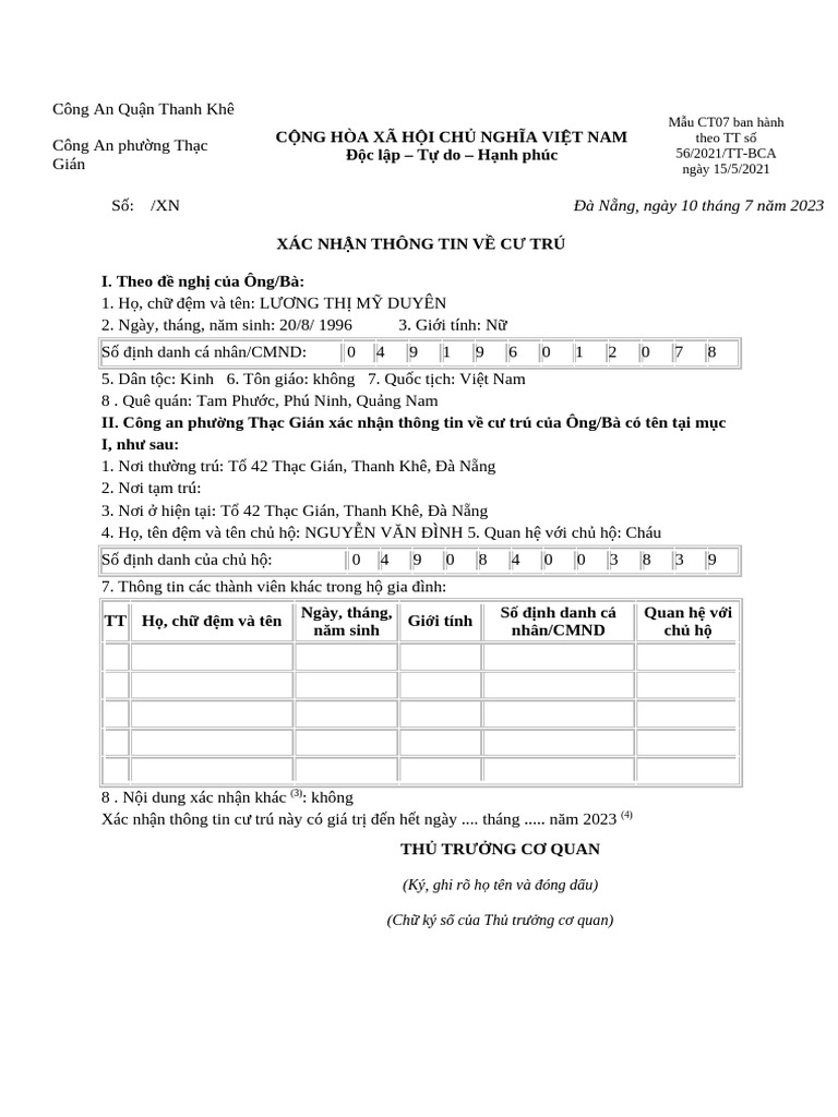 Mau-Xac-Nhan-Thong-Tin-Cu-Tru Xong | PDF