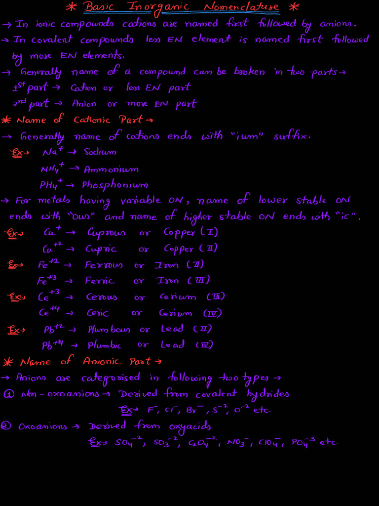 Basic Inorganic Nomenclature | PDF