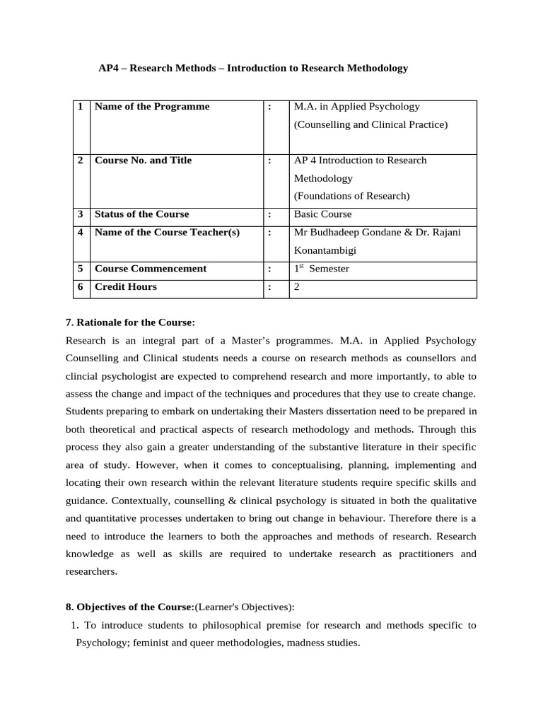 AP4 Course Outline and Tentative Session Plan | PDF