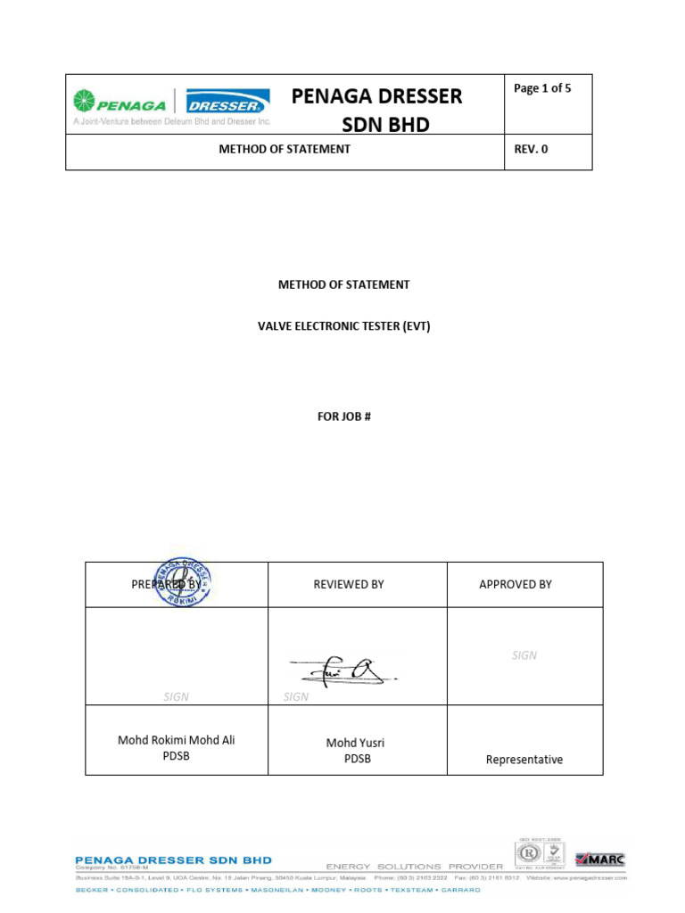 Method Statement EVT | PDF