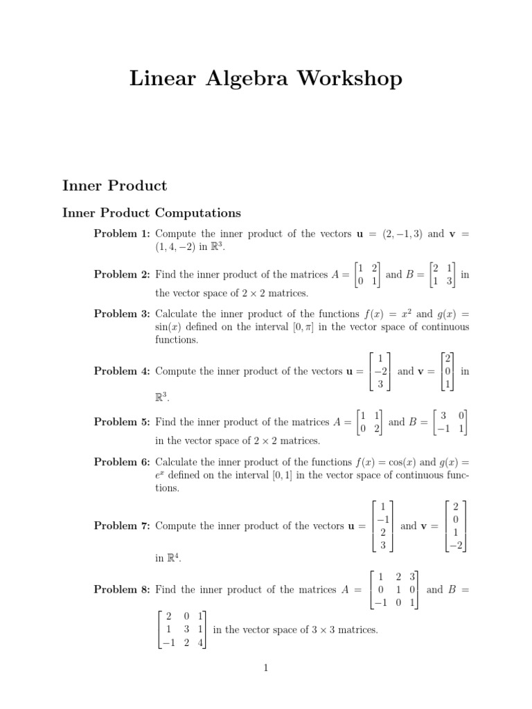 Inner Product Workshop | PDF