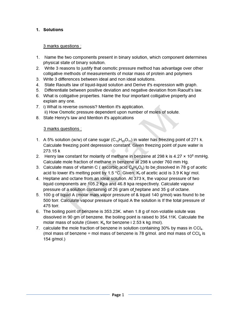 Chemistry Midterm Question Bank | PDF