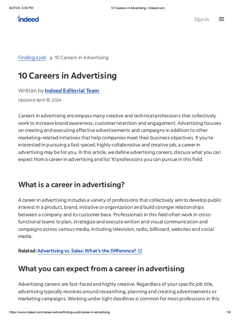 10 Careers in Advertising | PDF | Web Design | Advertising