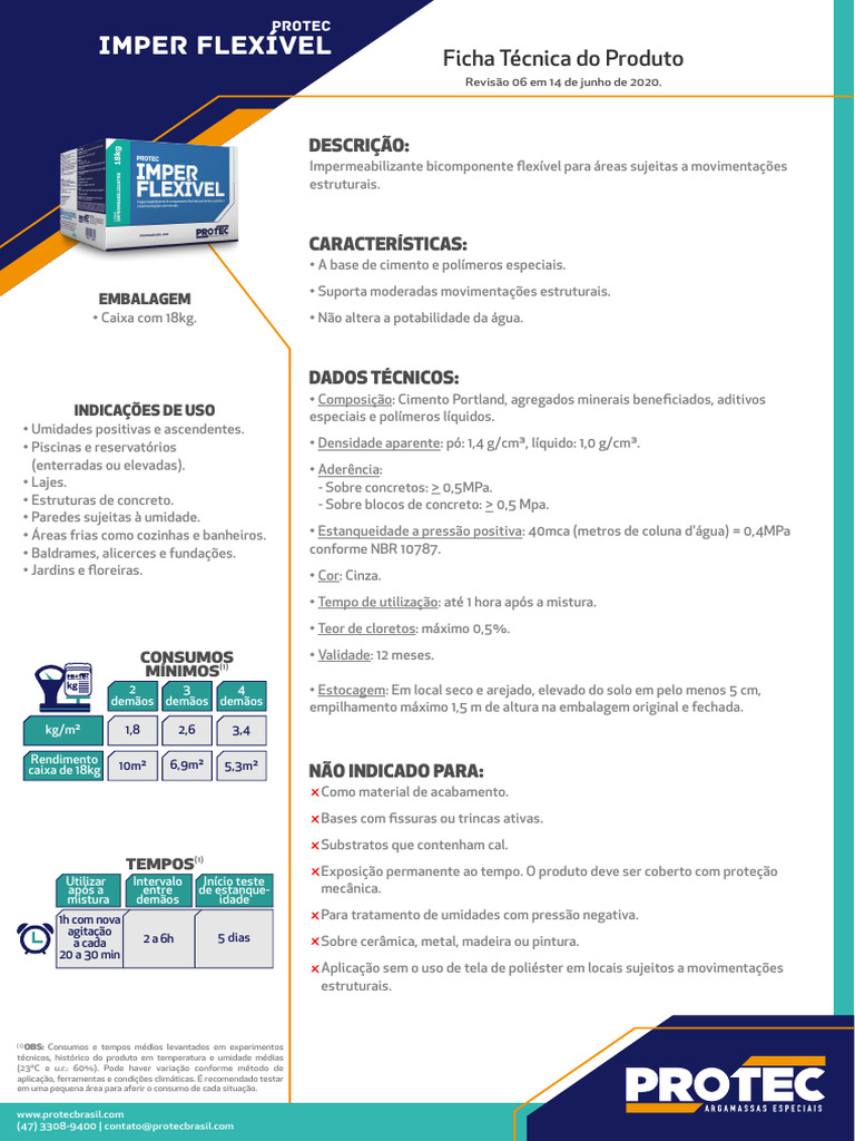 Imper Flexível: Ficha Técnica Do Produto | PDF