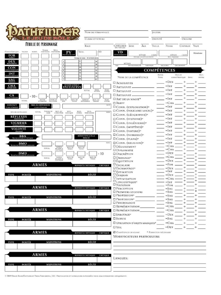 Pathfinder Feuille 5 | PDF