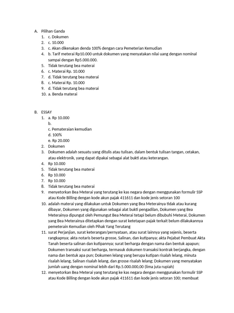 I Gusti Putu Wahyu Pramana - UJIAN BREVET Bea Materai | PDF