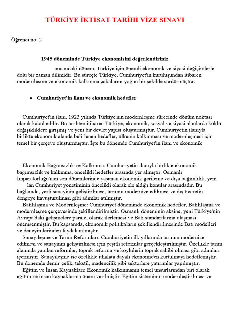 İktisat Tarihi Ödev | PDF