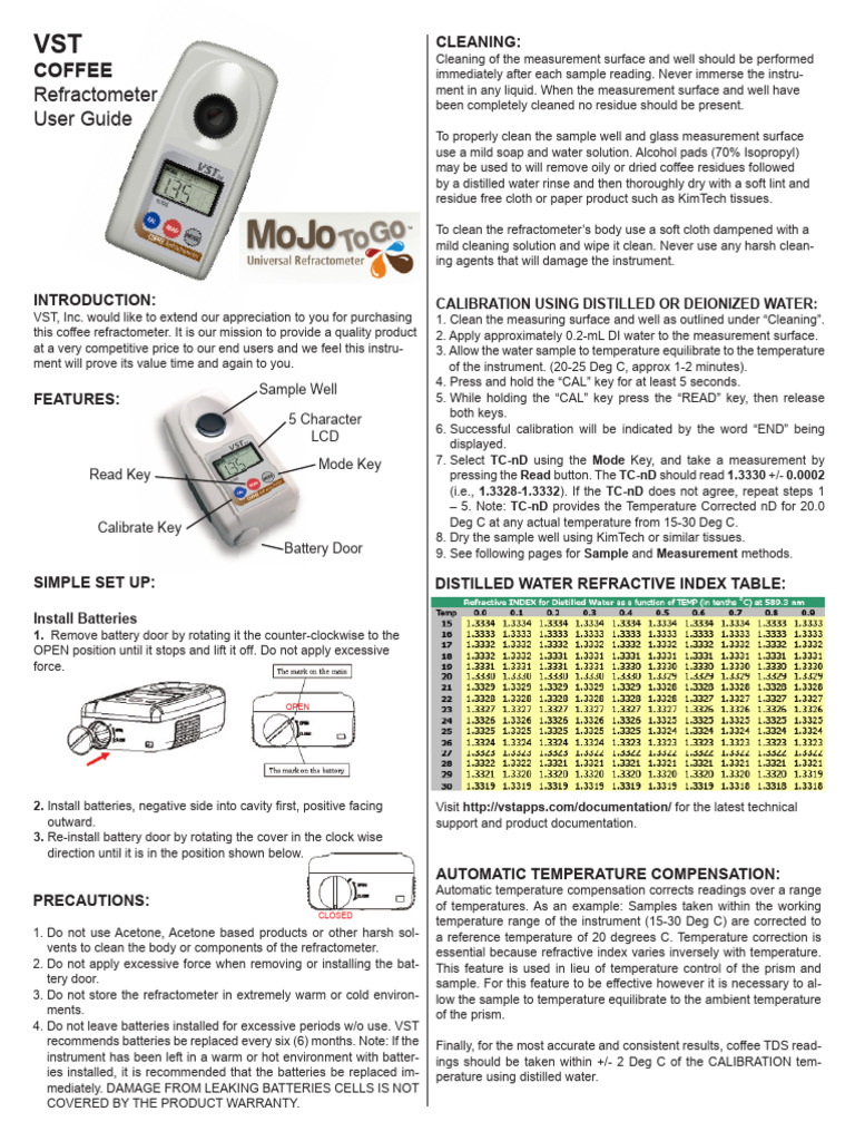 VST COFFEE Refractometer Rev E | PDF