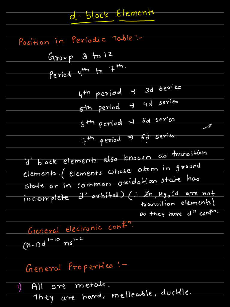 D Block Elements | PDF