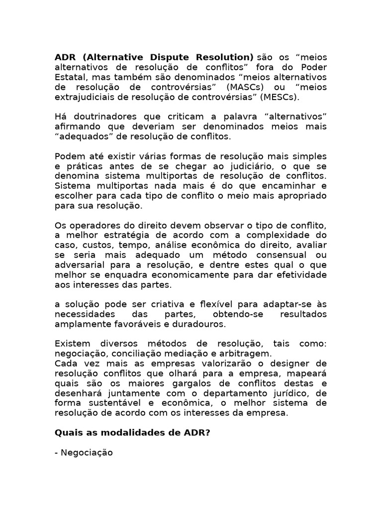 ADR (Alternative Dispute Resolution) | PDF
