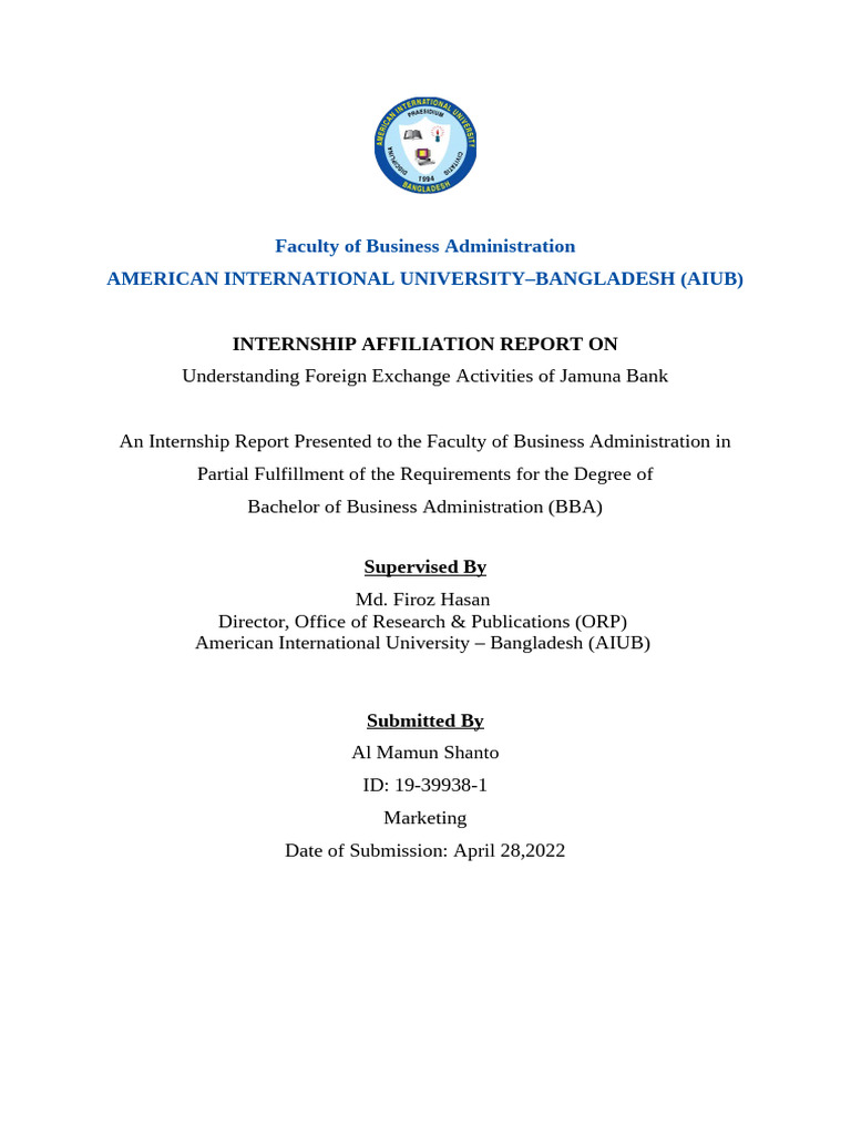 Internship Report On Jamuna Bank | PDF | Banks | Bookkeeping