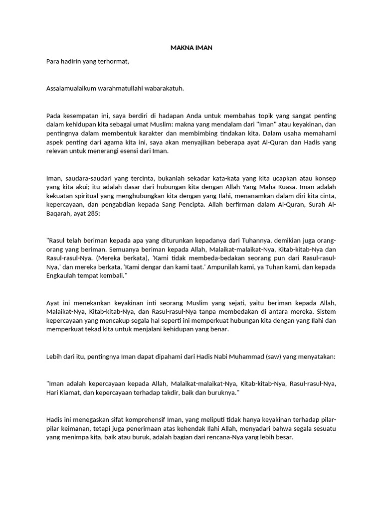 Makna Iman | PDF | Prophets And Messengers In Islam | Self-Improvement