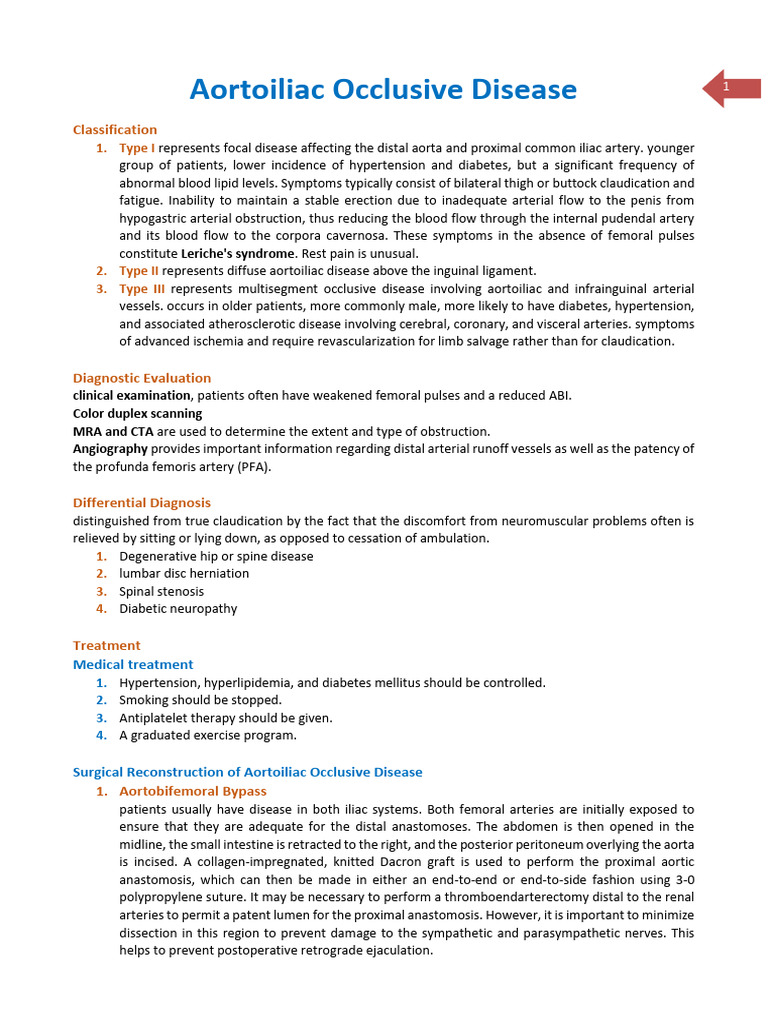Aortoiliac Occlusive Disease | PDF