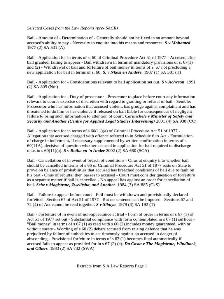 Case List SA Law Reports | PDF