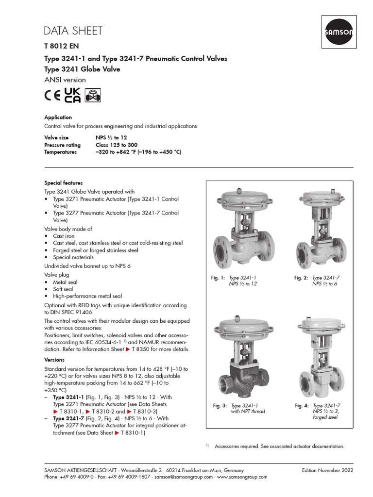 Samson Globe Valve 3241 | PDF