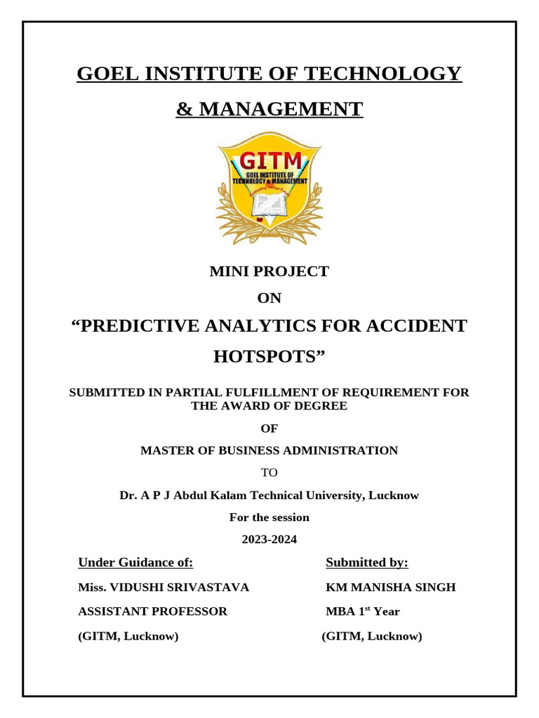 Predictive Analytics For Accident Hotspots | PDF