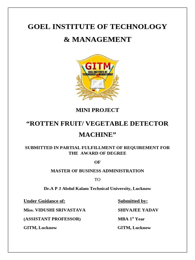 Rotten Produce Detection Machine Project | PDF | Computer Vision ...