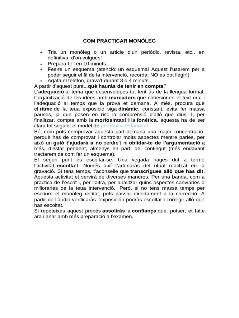 Com Practicar Monòleg | PDF