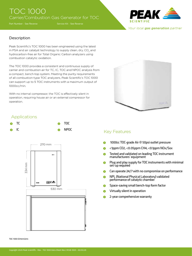 TOC 1000 Data Sheet Rev 2 RSID 3503 | PDF
