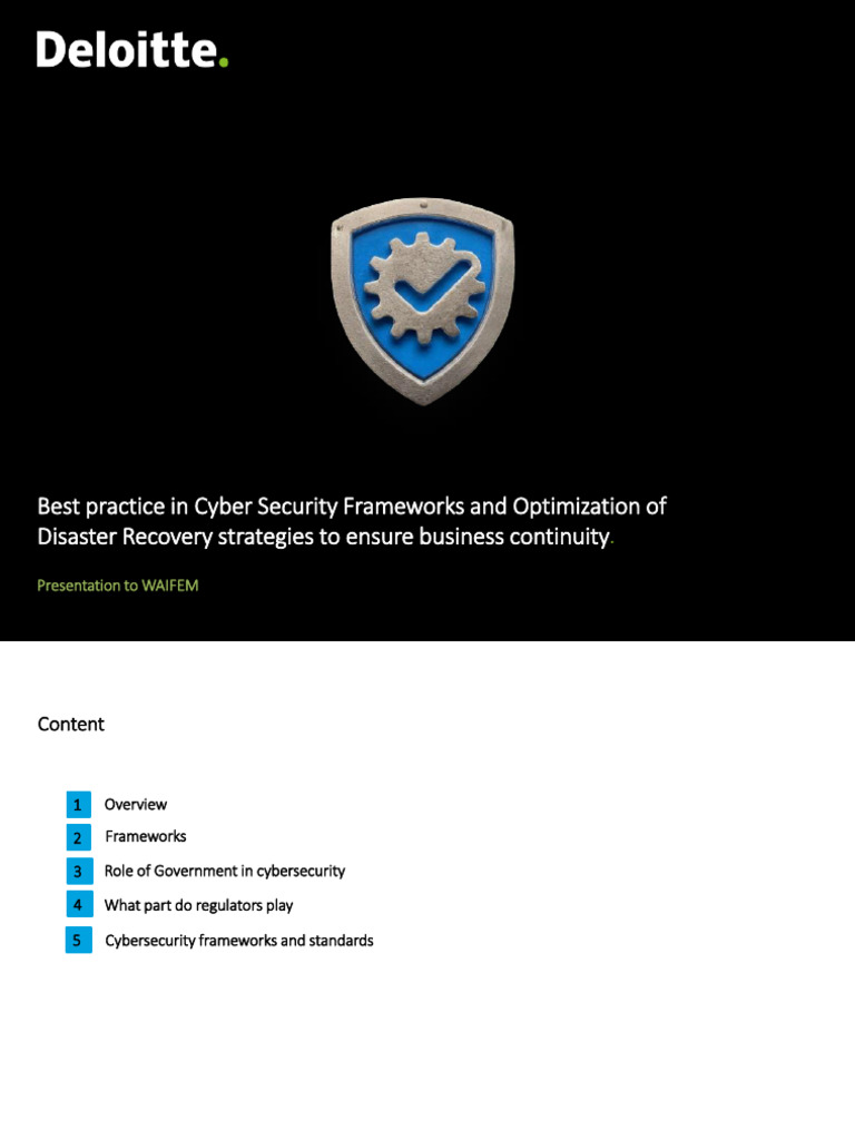 Cybersecurity Frameworks & Disaster Recovery | PDF | Business | Finance ...