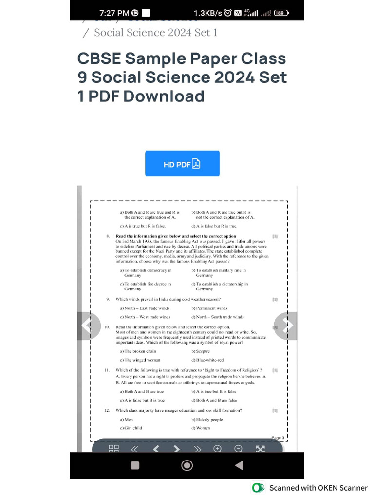 9th SST Sample Paper | PDF