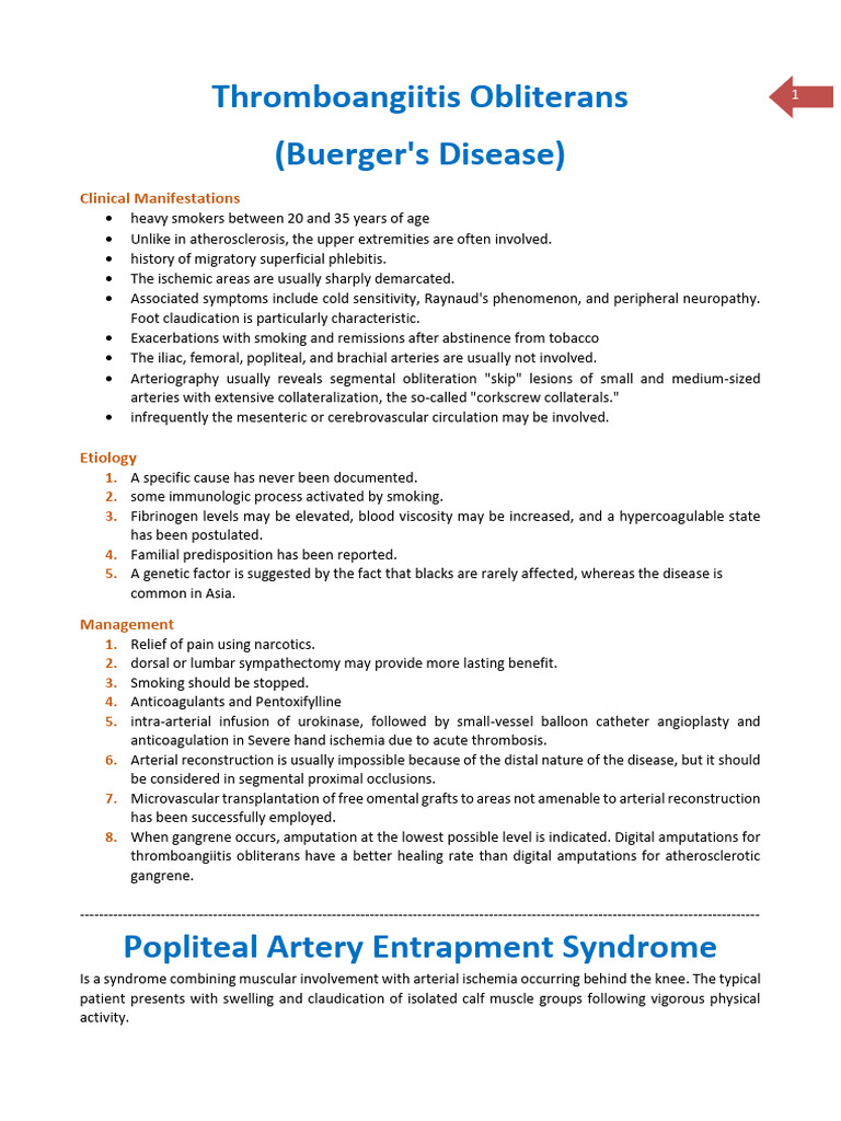 Thromboangiitis Obliterans | PDF