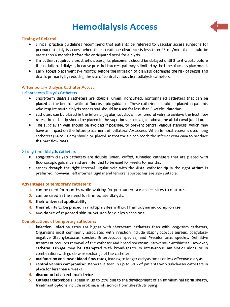 Hemodialysis Access | PDF