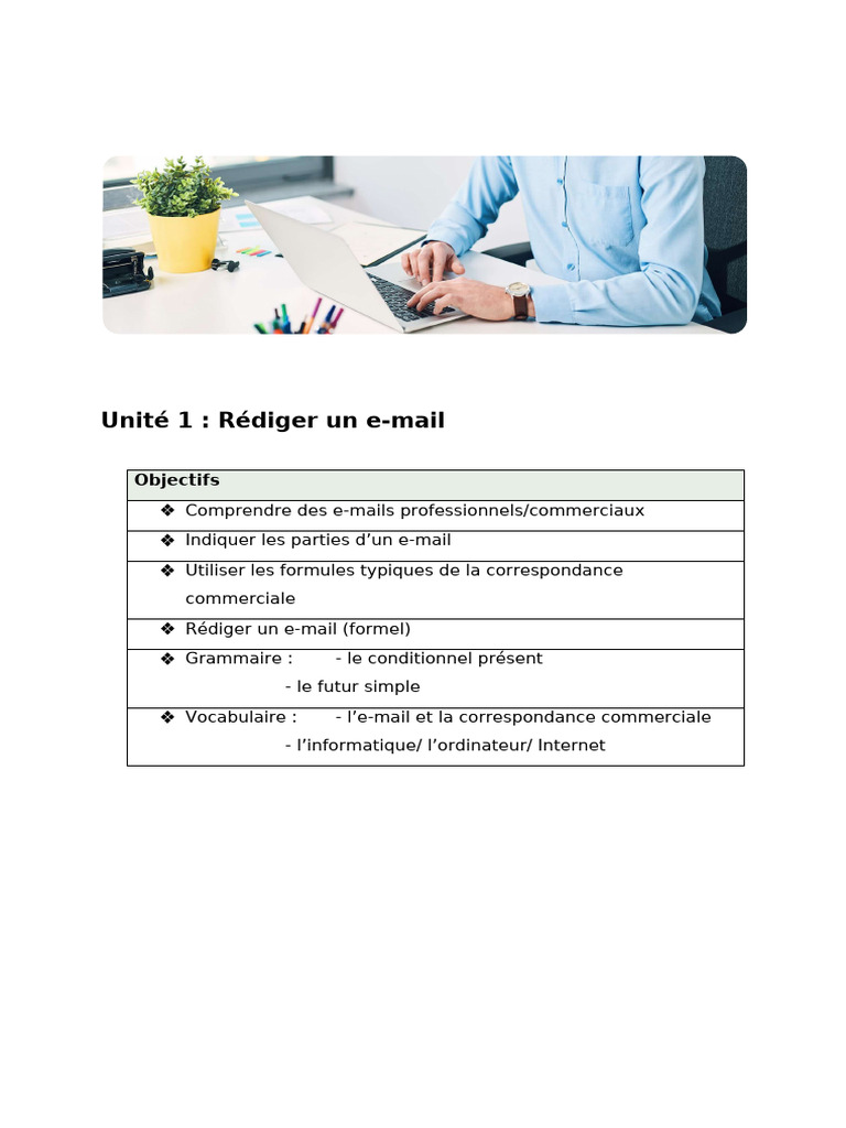 2ACF Unité 1 Rédiger Un E-Mail | PDF