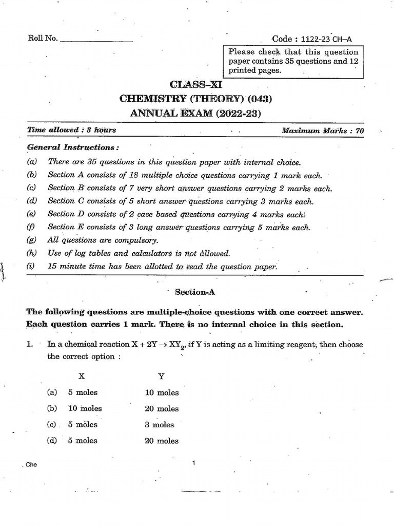 Pyqp With Ms 2023 Xi | PDF