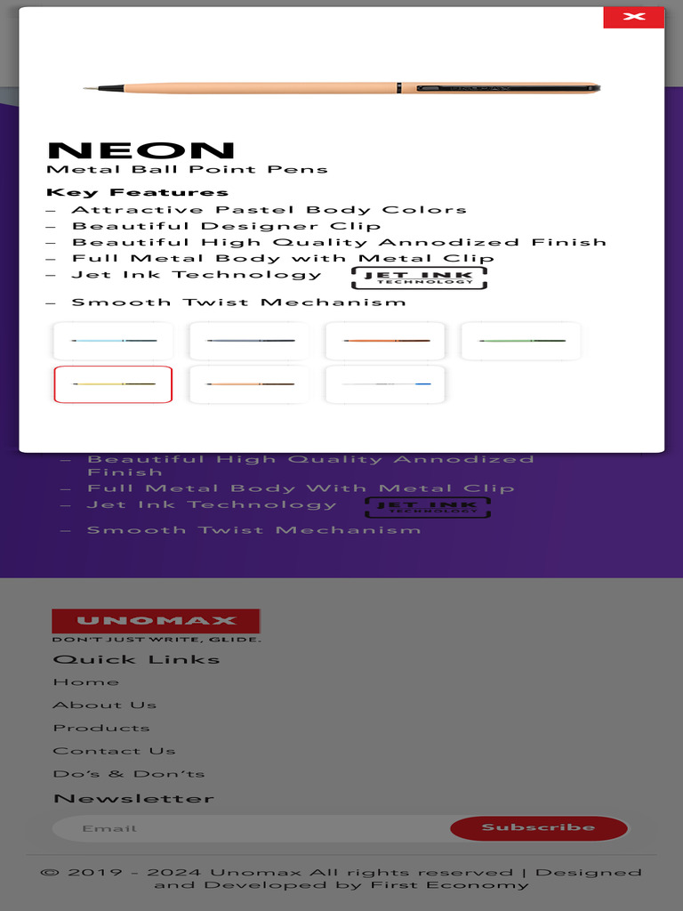 Neon Metal Ball Point Pens Online Unomax | PDF