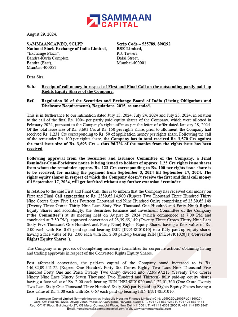 Sammaan Capital Limited (F | PDF