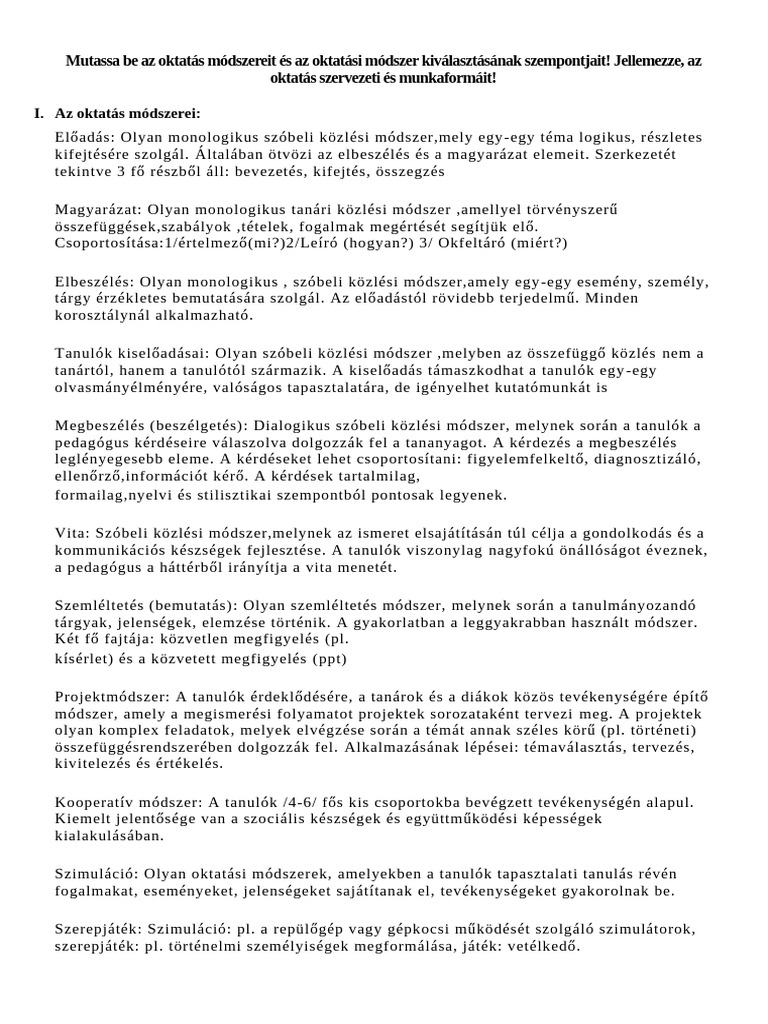 Ped 4-Es Tétel | PDF