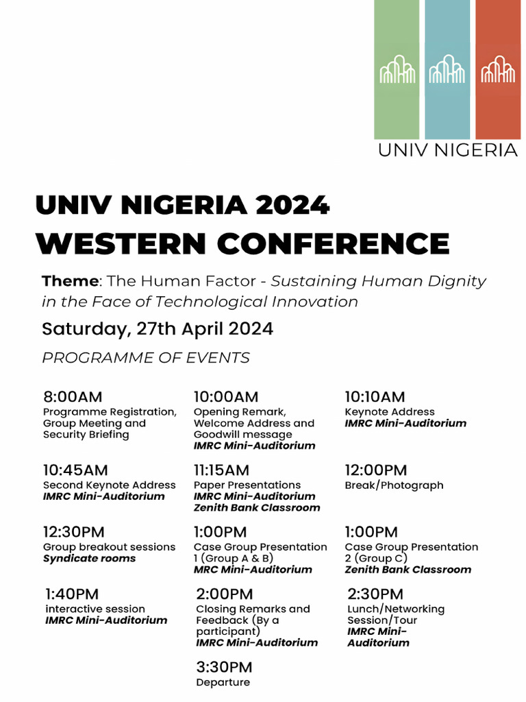 Univ Nigeria 2024 Western Conference - Programme of Events | PDF