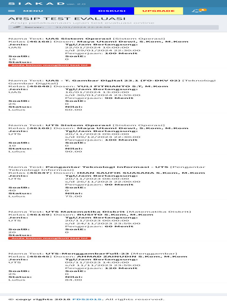 Siakad - Sistem Informasi Akademik Universitas Sains & Teknologi ...