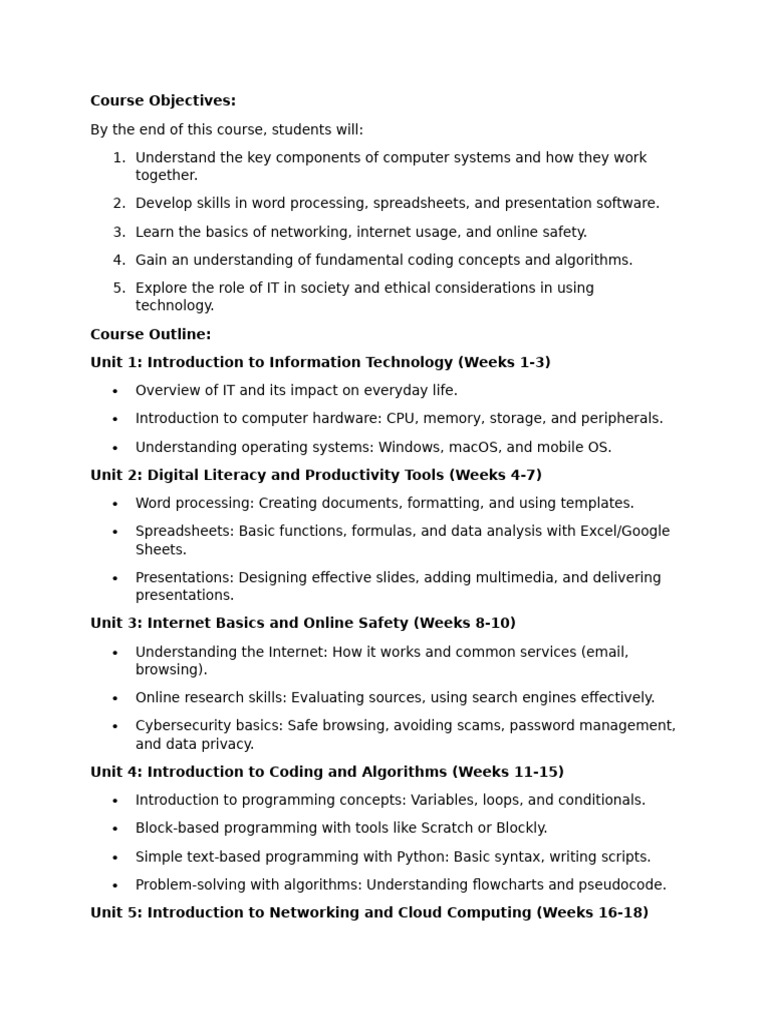 Course Objectives | PDF