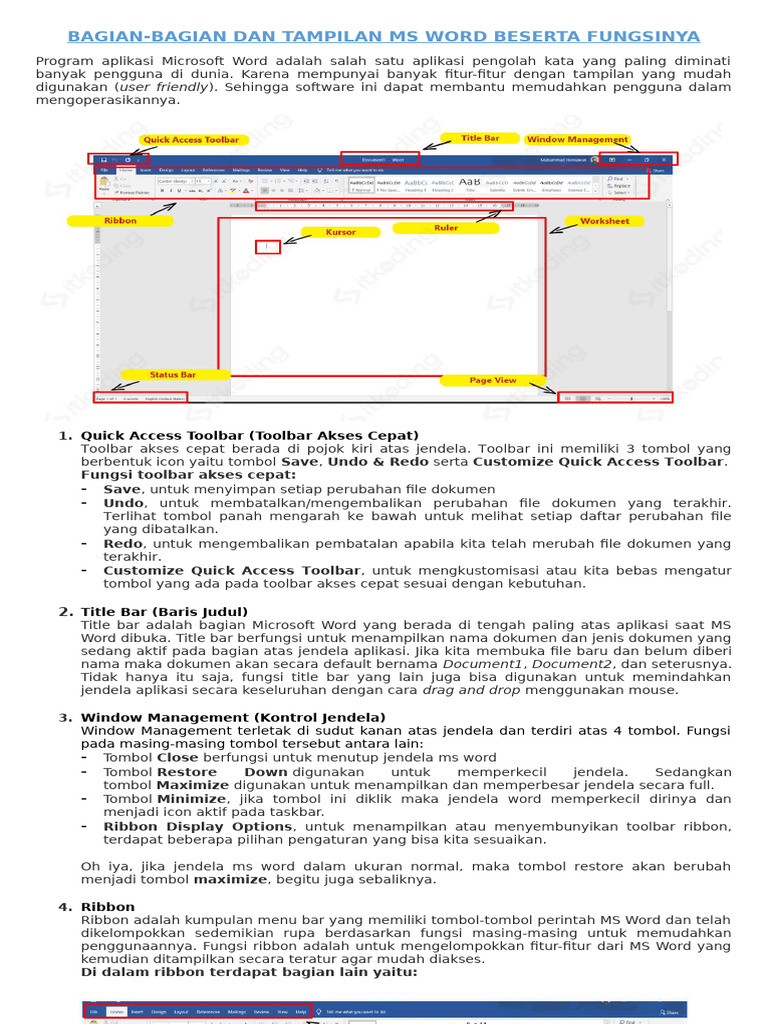 Bagian MS Word Dan Fungsi | PDF