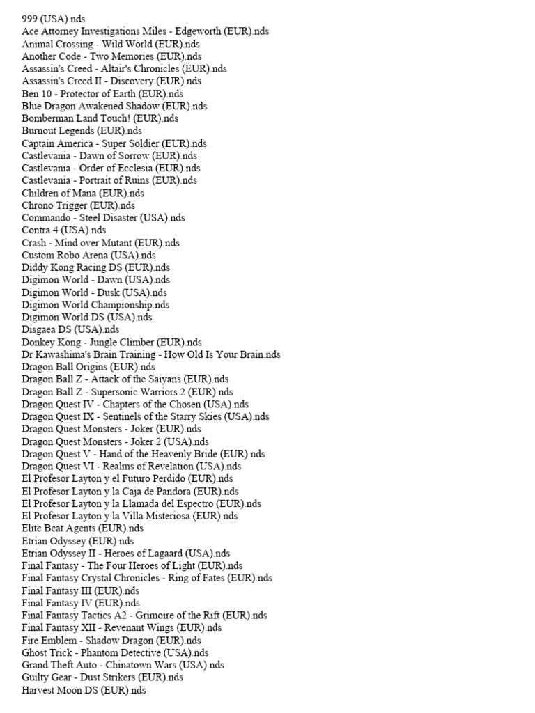 Juegos Nintendo Ds | PDF